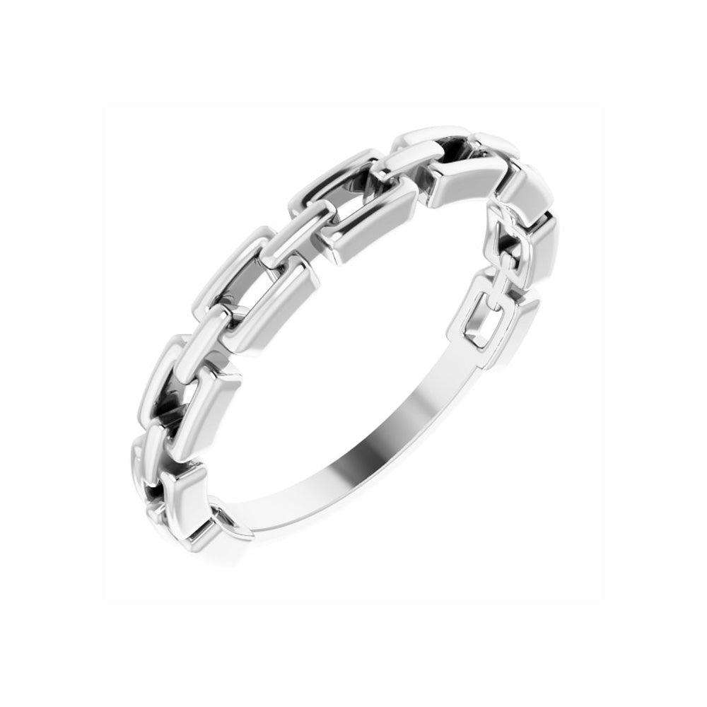 Sterling Silver Chain Link Ring – Moonstone